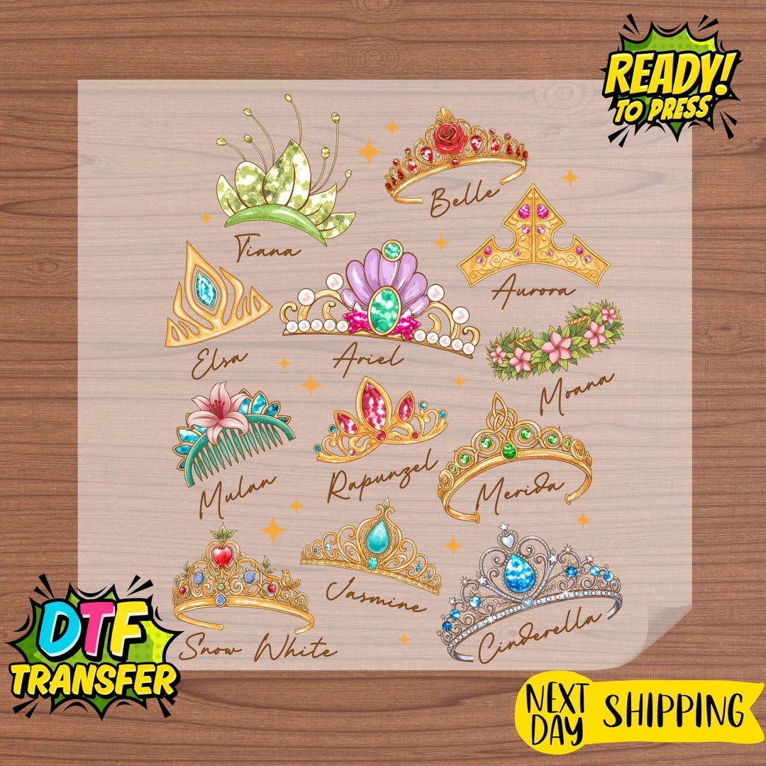 Retro Princess Crowns DTF Transfer, Ready to Press - Etsy