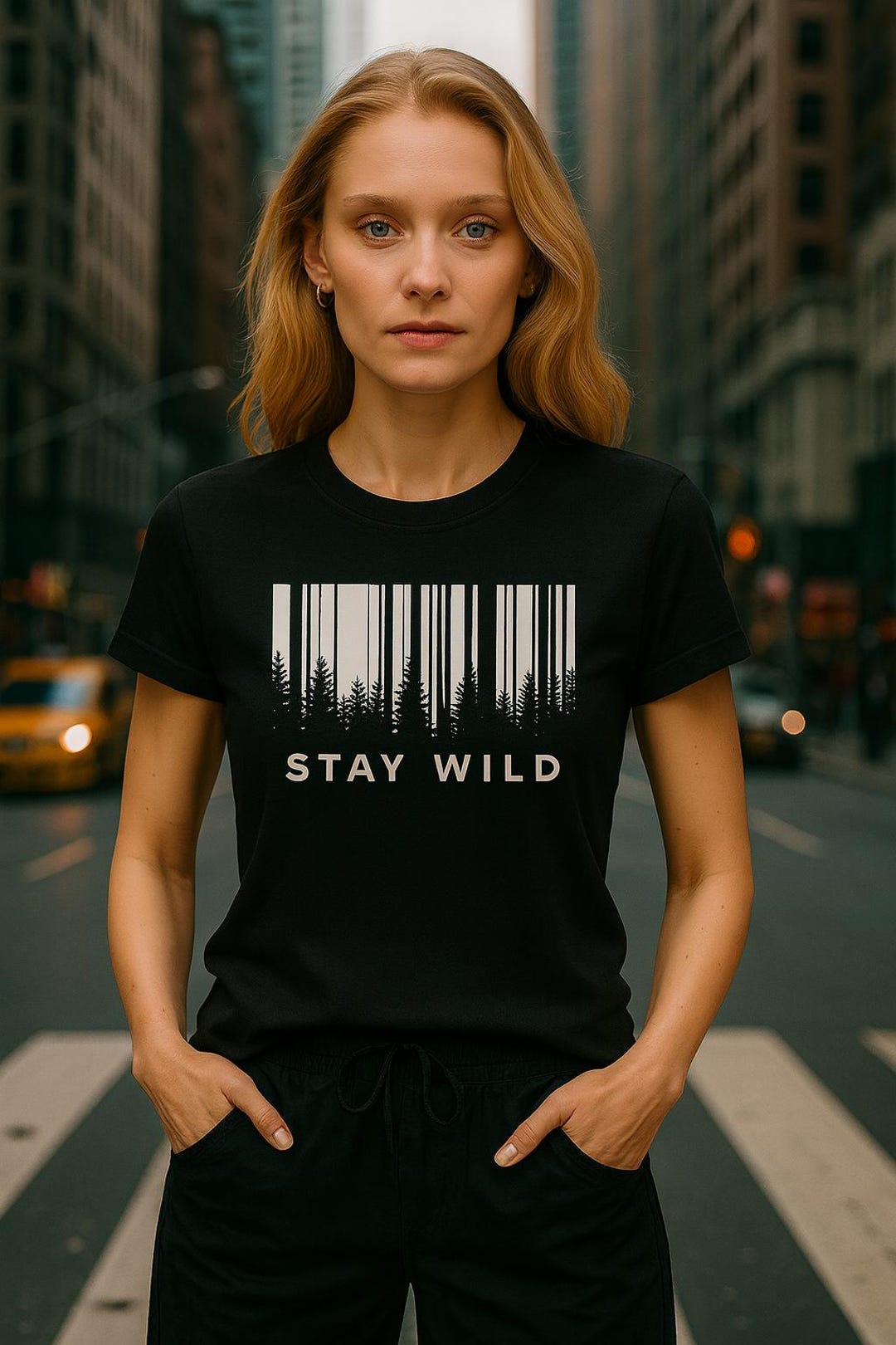 Stay Wild Barcode Forest T-shirt – Nature Lover Unisex Tee - Etsy