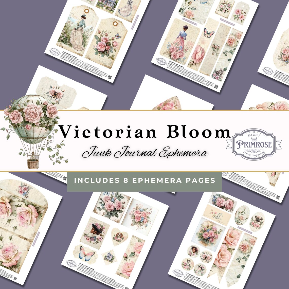 Victorian Bloom – 8 Pages Vintage Victorian Ephemera, 36 Piece Ephemera ...