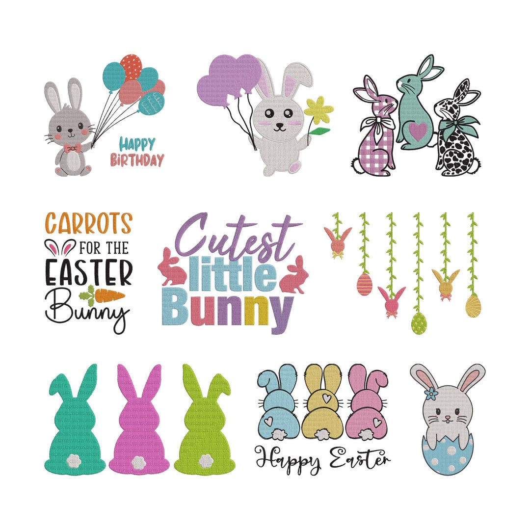 Easter Bunny Clipart Bundle File, Rabbit Happy Easter Spring Bunny Kids ...
