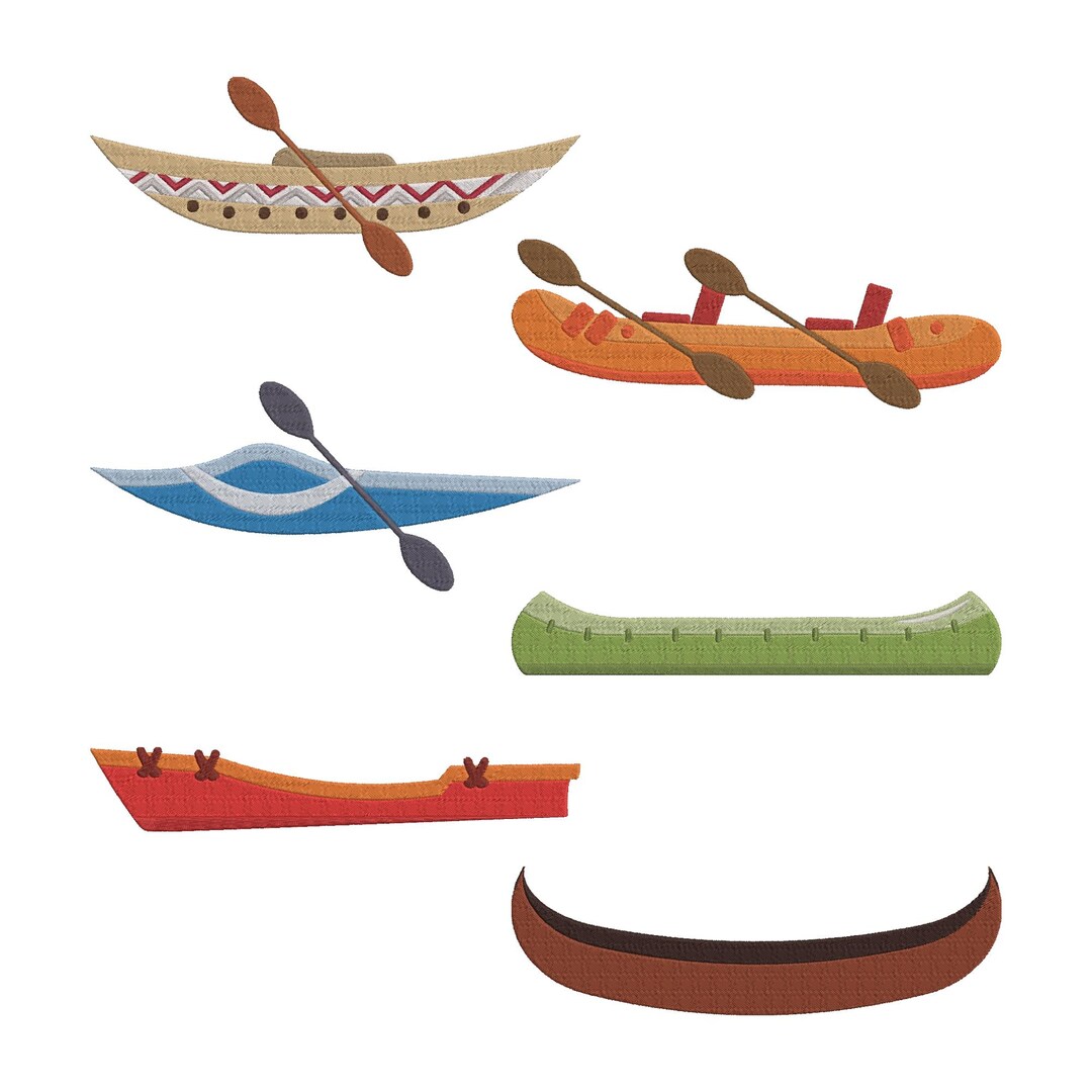 Canoe Kayak Boat Silhouettes Embroidery Design, Canoe Kayak Boat ...