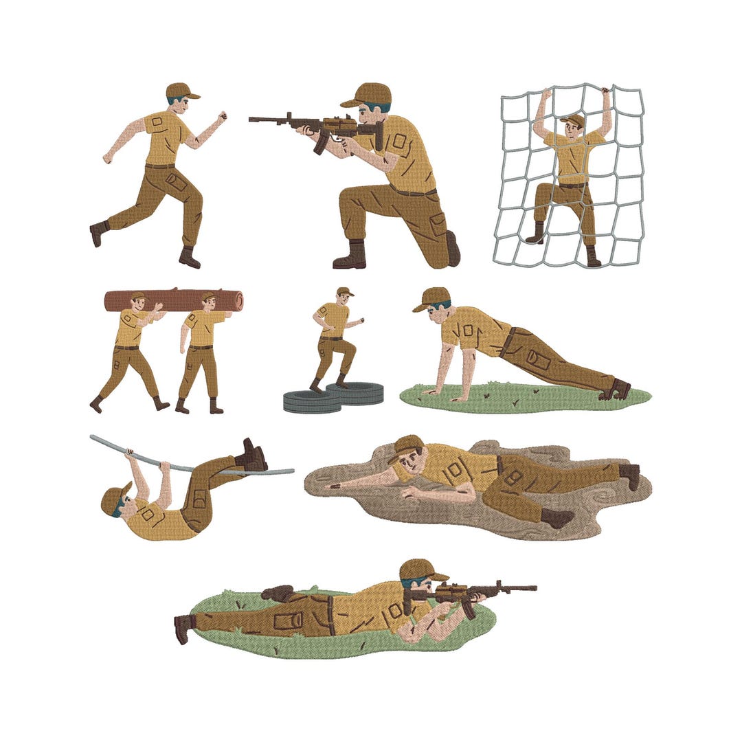 Army Military Soldier Training Embroidery Design, Military Soldier ...