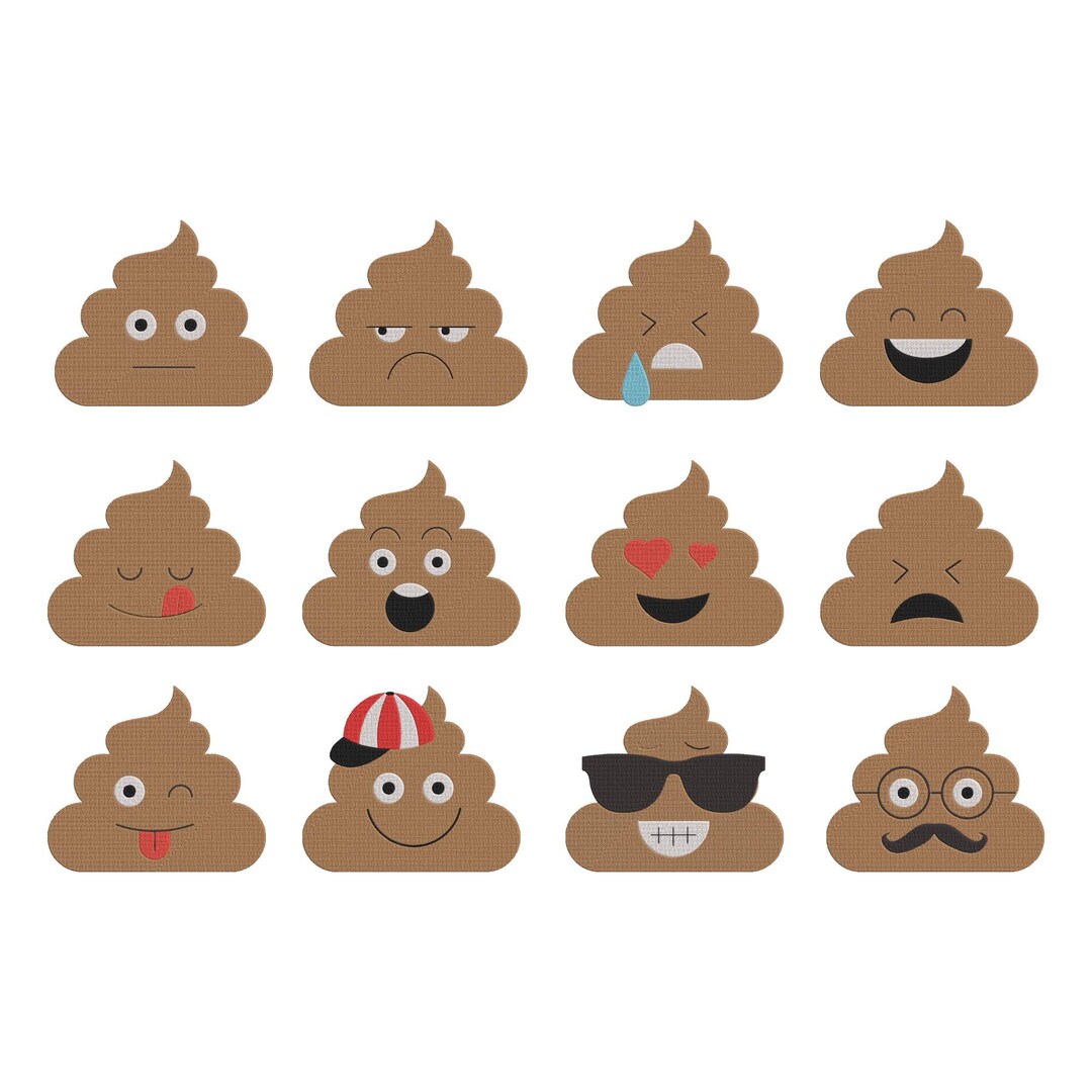 Funny Poop Emoji Embroidery Design, Emoji Face Poop Machine Embroidery ...