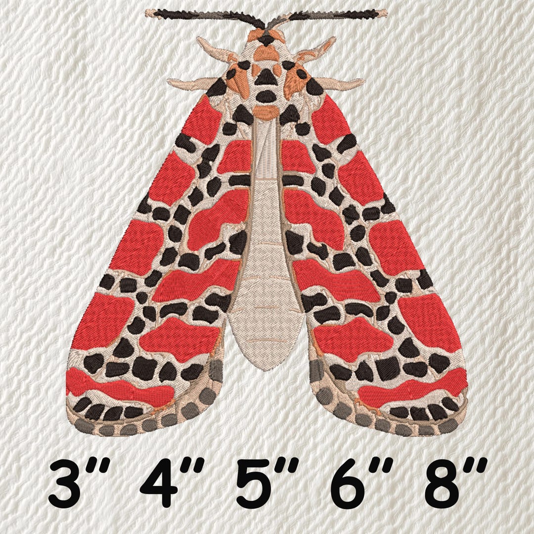 Moth Embroidery Design | Red Winged Moth Machine File | Nature Insect ...