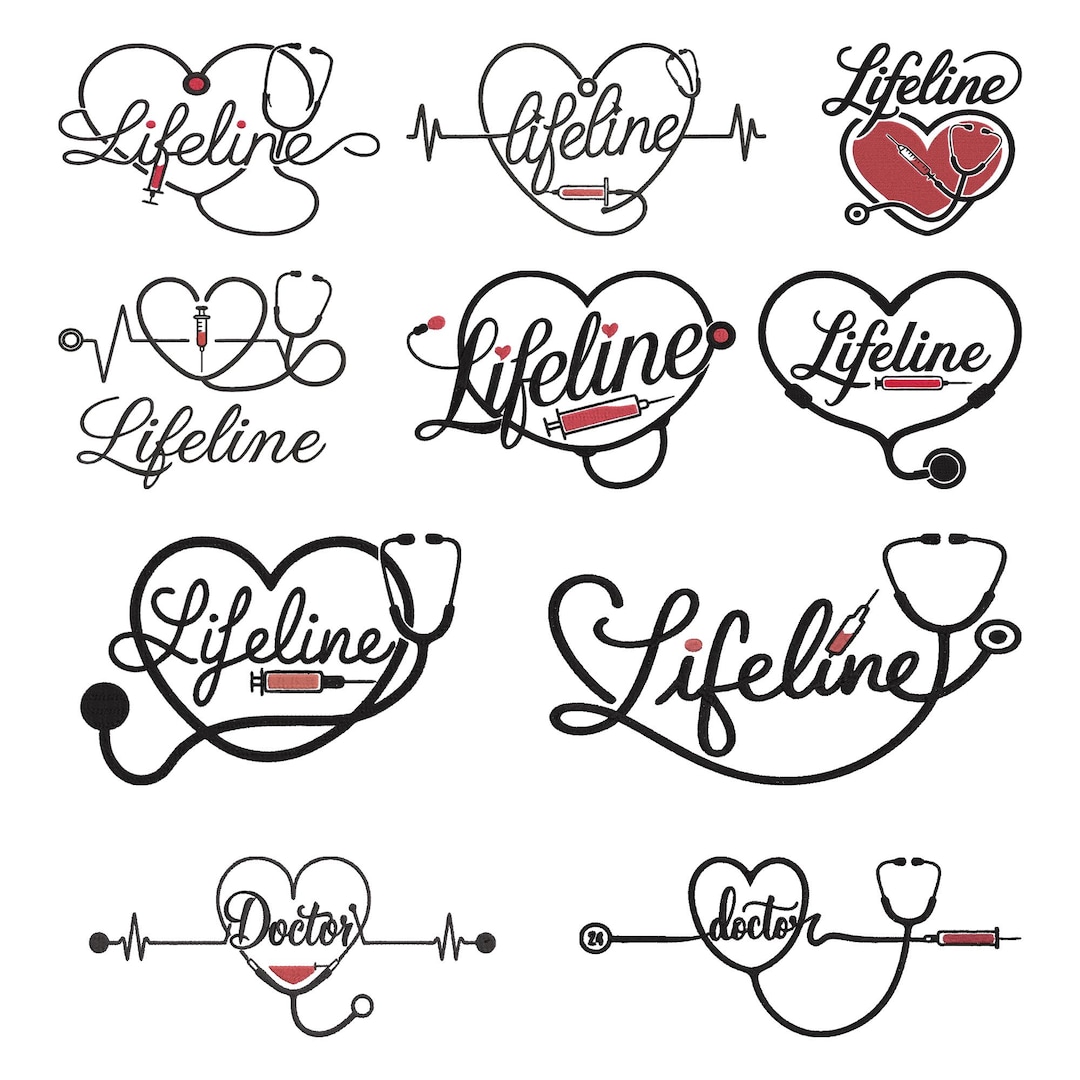 Medical Lifeline Heartbeat Embroidery Design, Nurse Doctor Heartbeat Healthcare Machine ...
