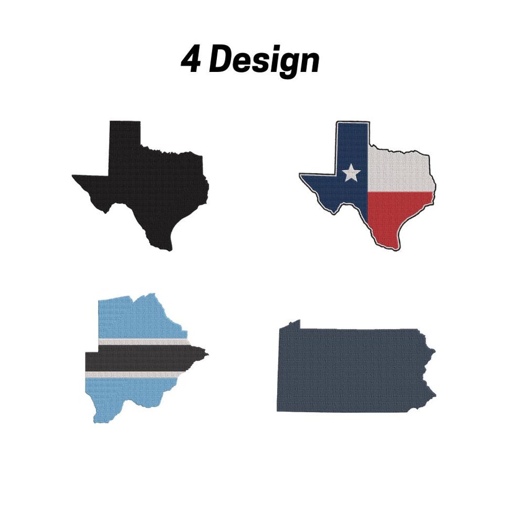 State Outline Embroidery Designs: USA Map (instant Download, 11 Sizes ...