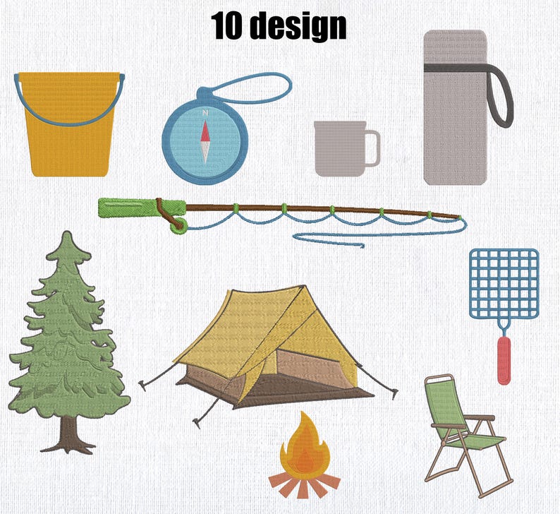 Camping Embroidery Design: 10 Sizes, Multiple Formats (instant Download ...