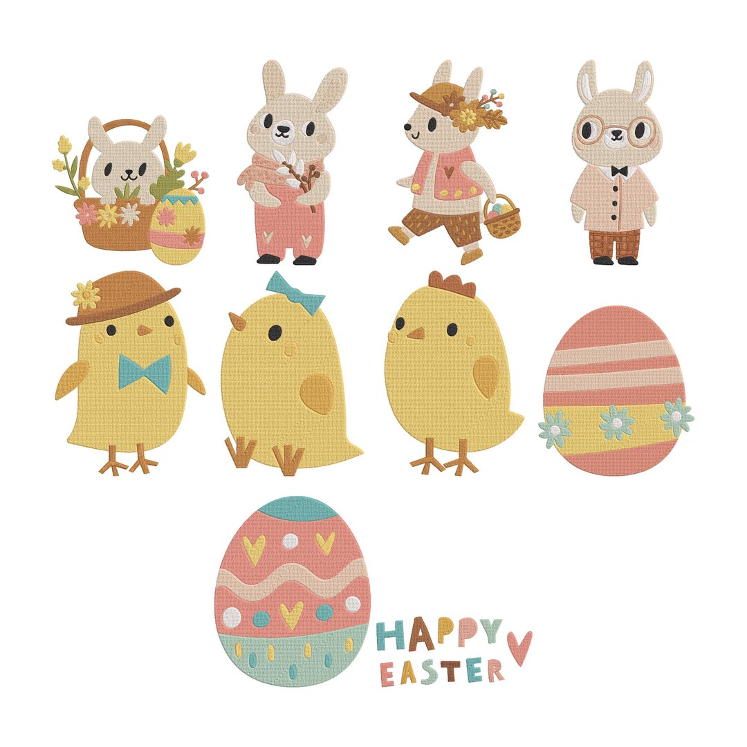 Easter Bunny Clipart Embroidery Design, Chick Egg Spring Machine ...