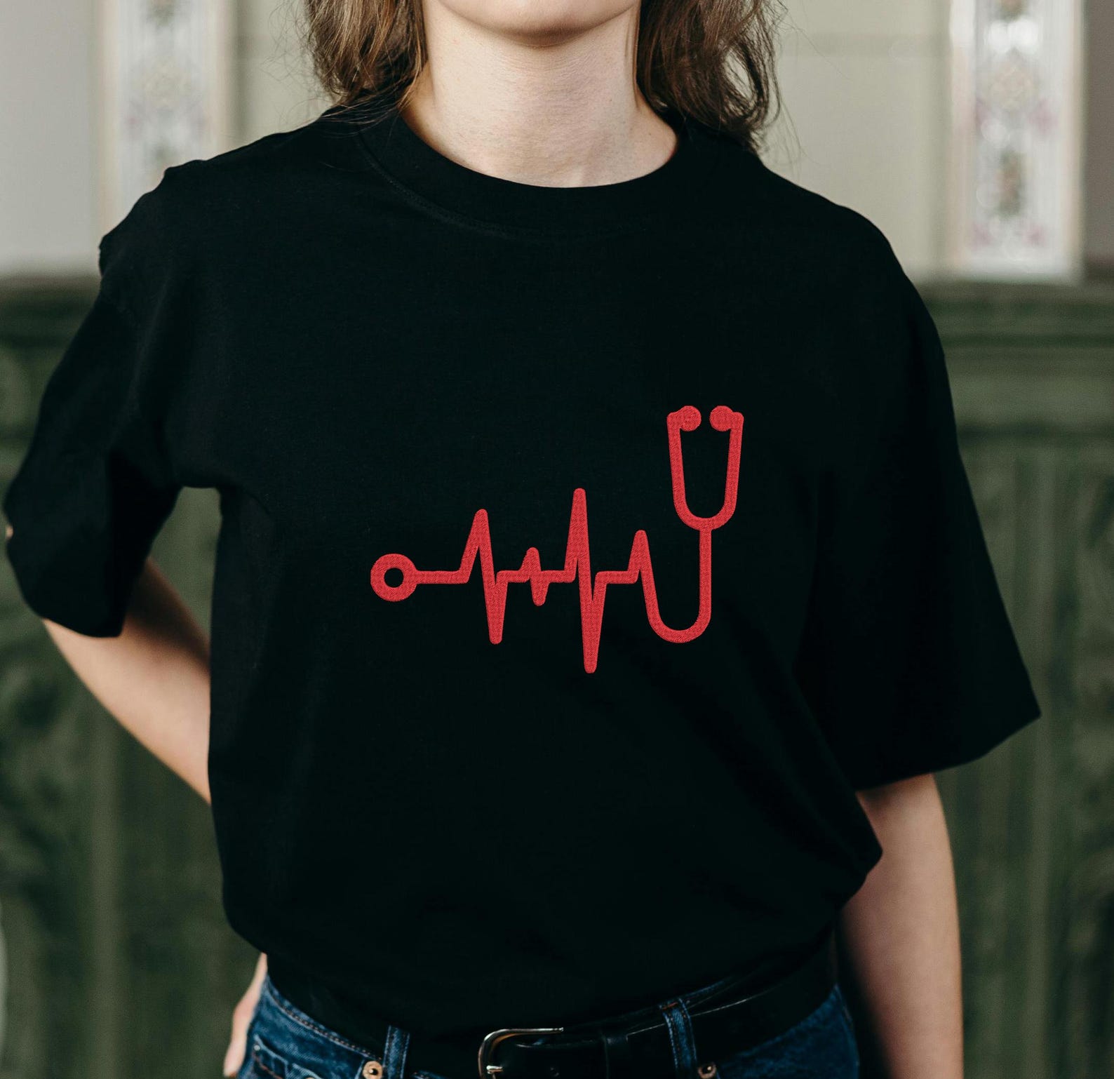 Heartbeat Valentine Embroidery Design, Heart EKG Valentine Machine ...