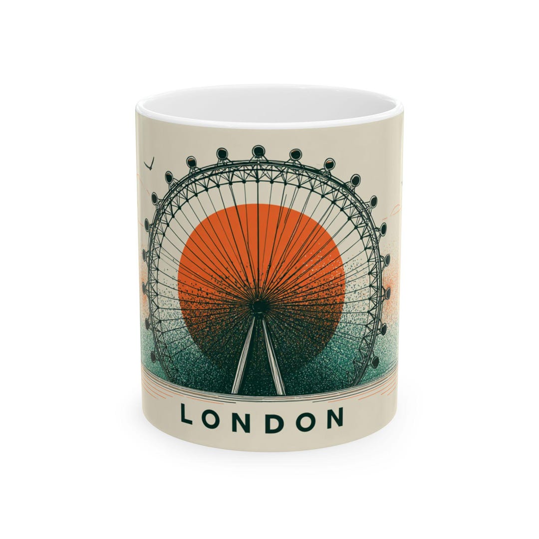 London Eye Art Mug | Vintage Travel Poster Accent Coffee Mug | London ...