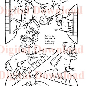 Digital Download: Circus Animals to Color-cut-stand-up and PLAY. TWO ...