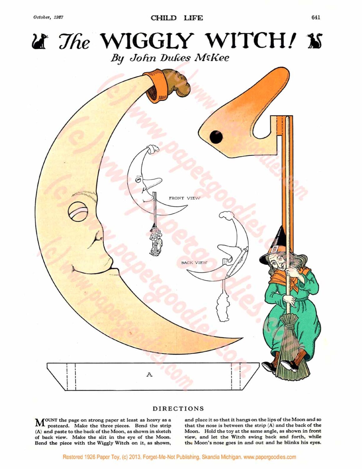 PRINTABLE, 1929 Wiggly Witch, 300 Dpi, Paper Toy, Halloween Toy, Fun ...