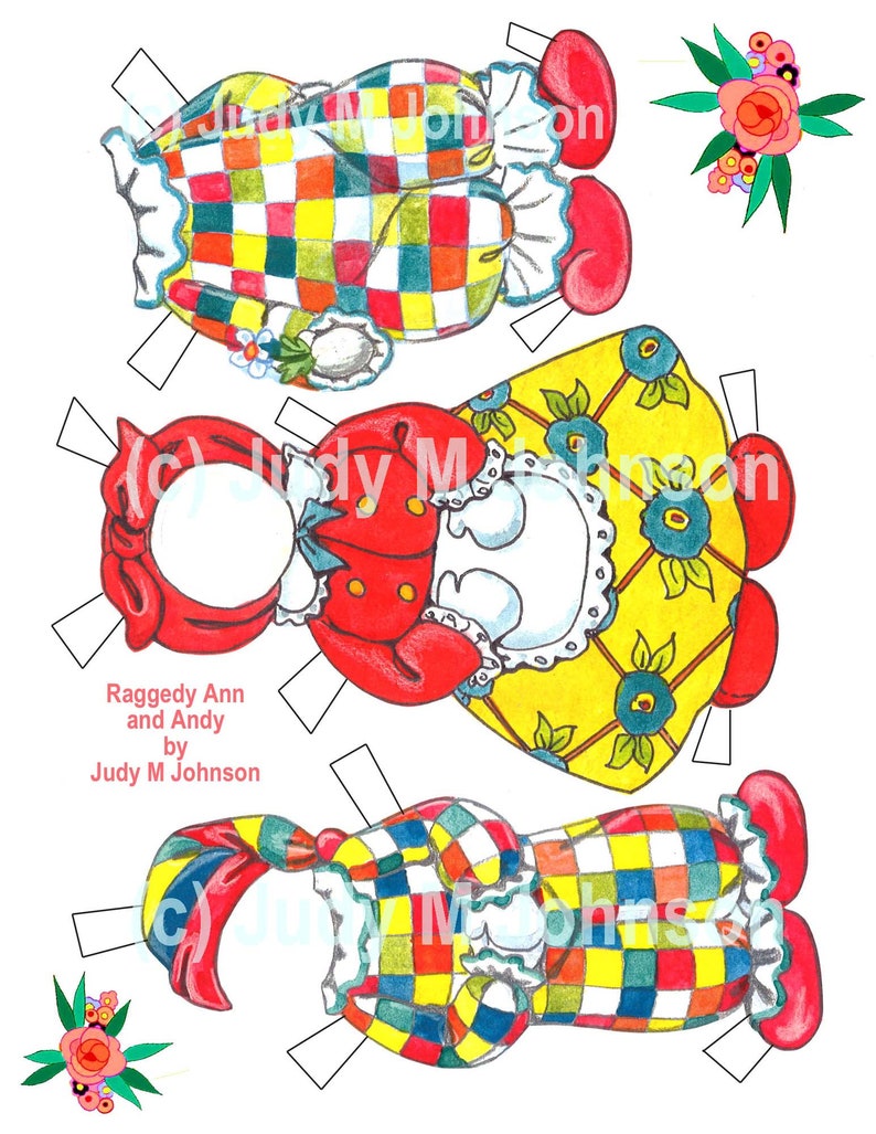 Raggedy Ann & Andy Paper Dolls, Art by Judy M Johnson No. 4016 - Etsy