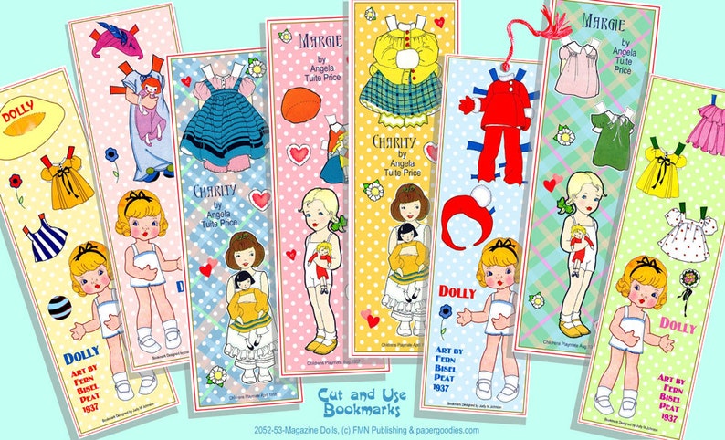 Eight Paperdoll Bookmarks to Cut and Use Magazine Dolls Item - Etsy