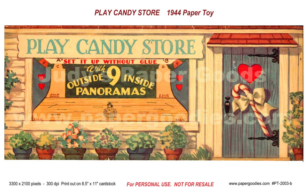 1944 Play Candy Store Printable, Vintage Paper Toy (digital Download ...
