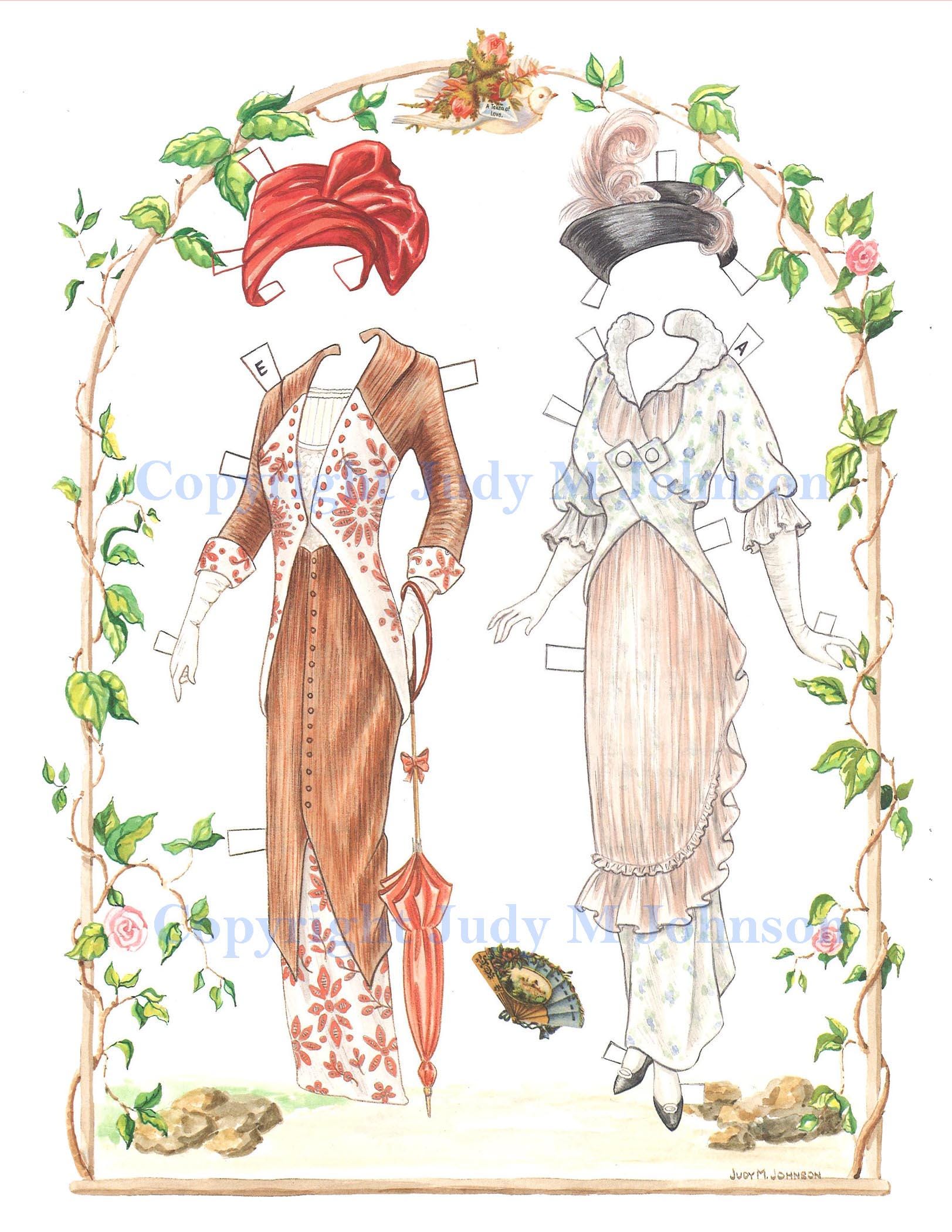 SISTERS, Paper Dolls of Early 1900s by Judy M Johnson, Reprint of 1991 ...