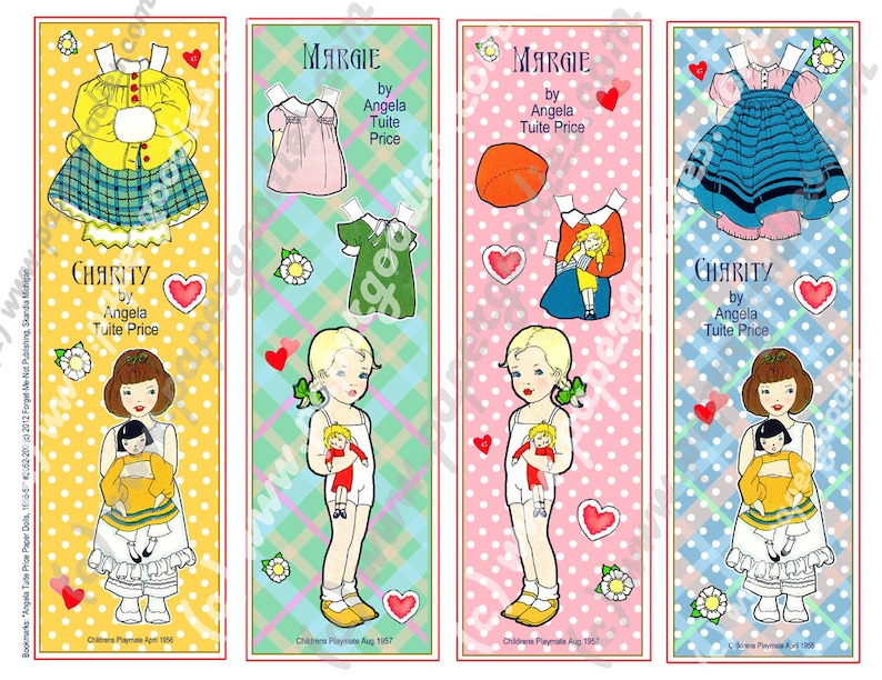 Eight Paperdoll Bookmarks to Cut and Use, Magazine Dolls, Item No.fmn ...