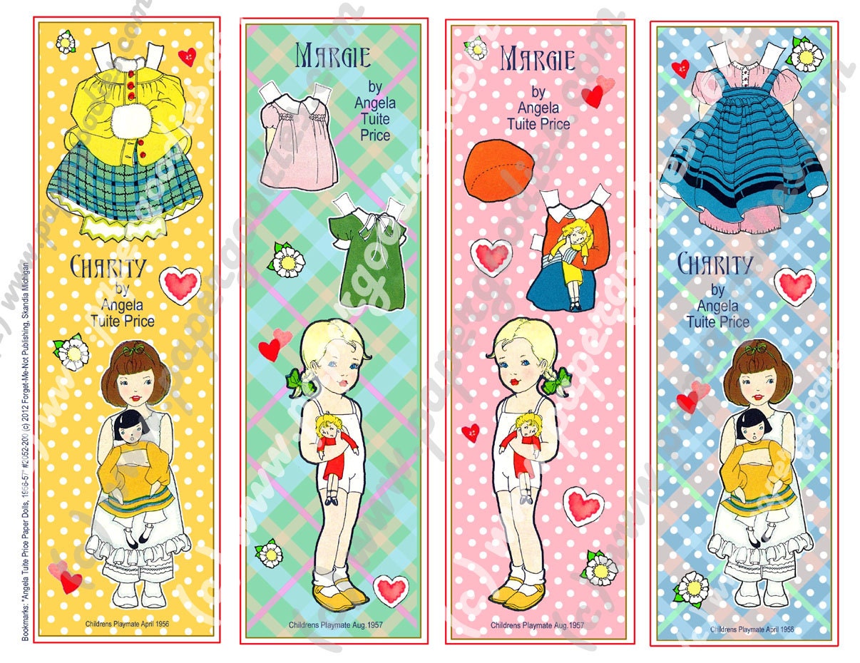 Eight Paperdoll Bookmarks to Cut and Use, Magazine Dolls, Item No.fmn ...