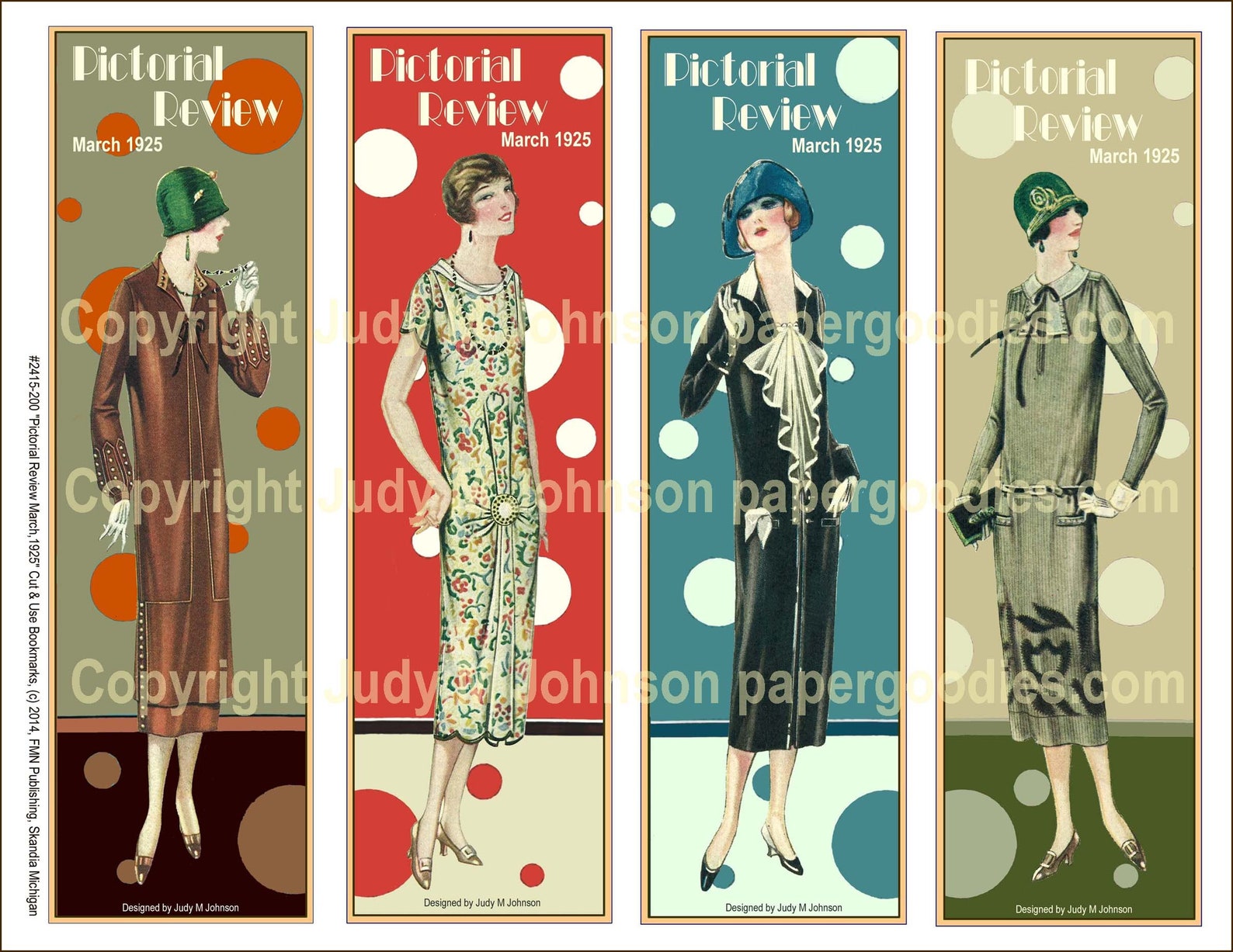 Eight 1925 Fashions Cut-and-use Bookmarks. 2 Pgs. No.2414-15, High ...