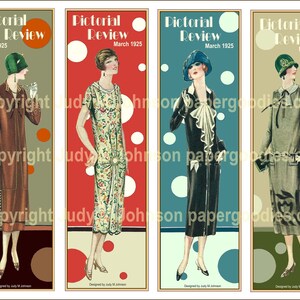 Eight 1925 Fashions Cut-and-use Bookmarks. 2 Pgs. No.2414-15, High ...