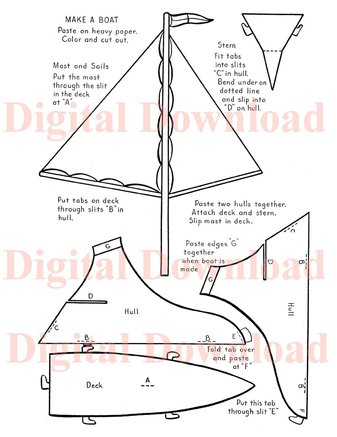 Paper Airplane, Boat, and Bird Toys: 1950s Paper Craft (printable ...