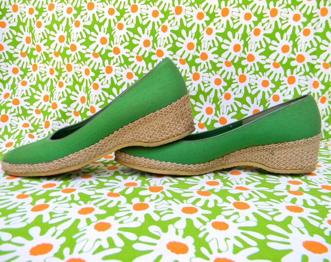 Summer Green Espadrilles Vintage 70s/80s Platforms/wedge Shoes ...