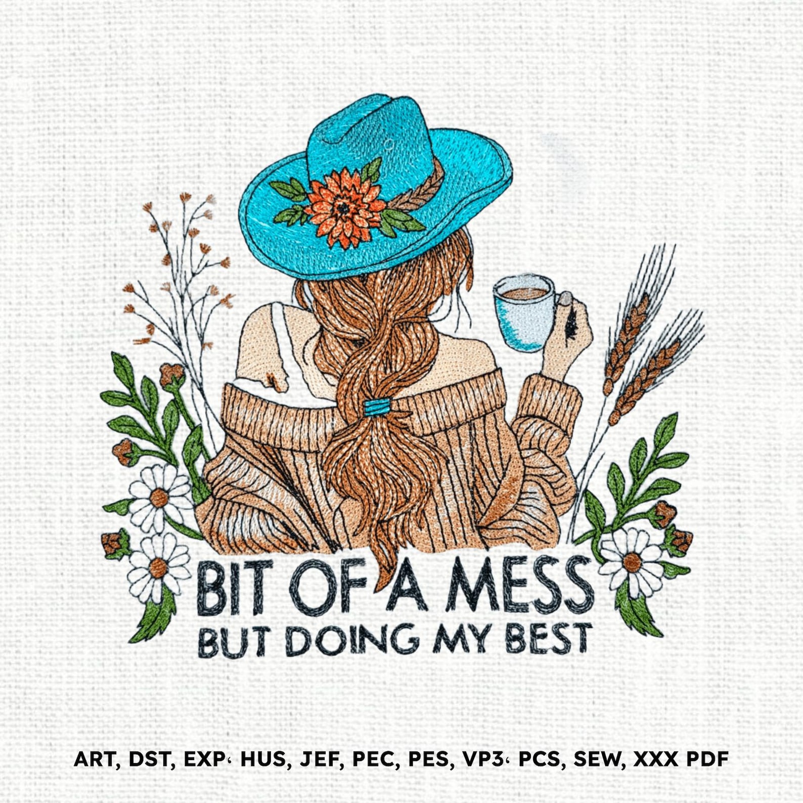 Bit of A Mess but Doing My Best Quote Machine Embroidery Design Funny ...