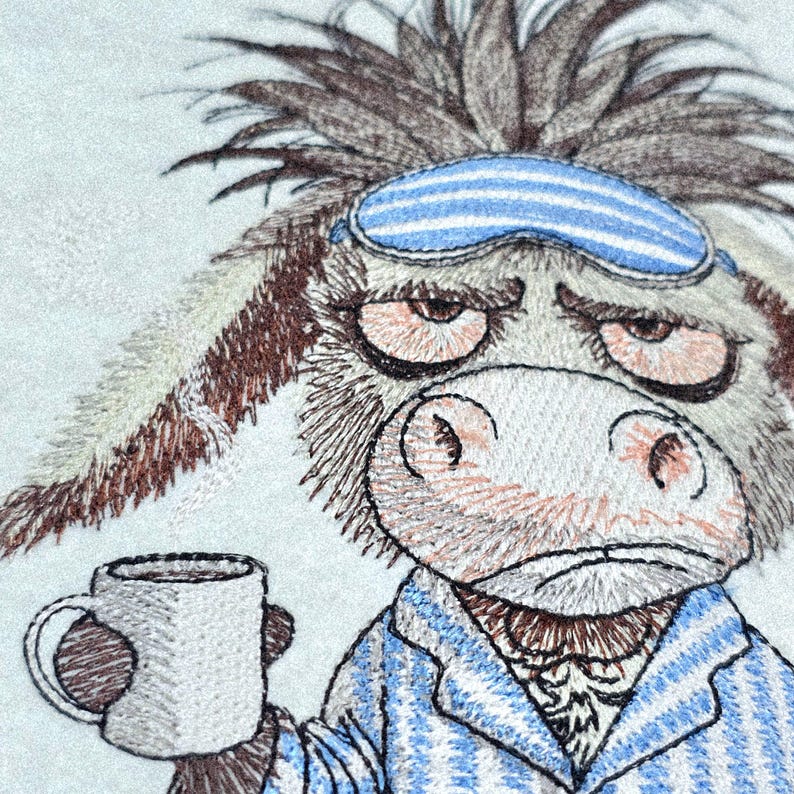 Grumpy Donkey Machine Embroidery Design Pajamas Donkey Embroidery ...