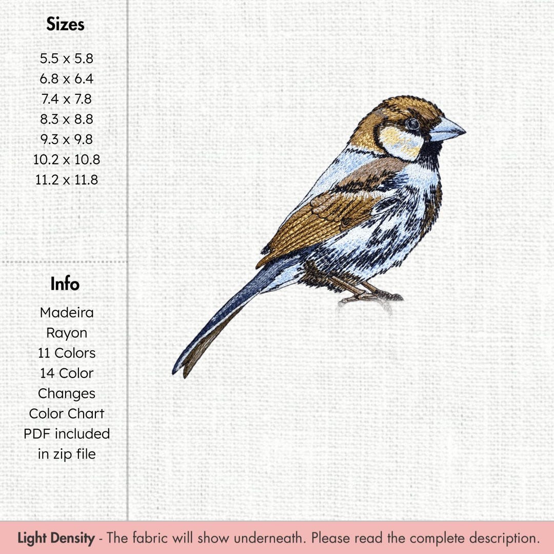 Sparrow on Branch Machine Embroidery Design Small Bird Embroidery ...