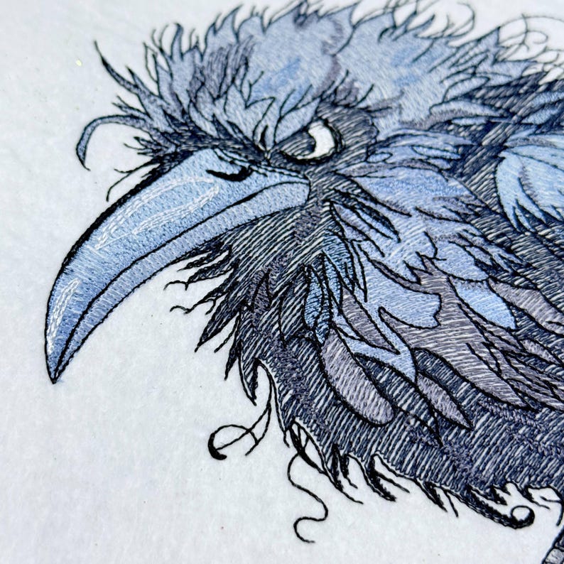 Angry Baby Raven Embroidery Design, Fledgling Crow Machine Embroidery ...