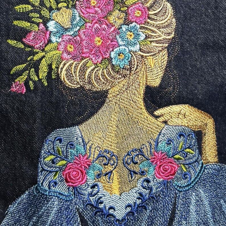 Floral Lady Machine Embroidery Design Woman Embroidery Pattern Flower ...
