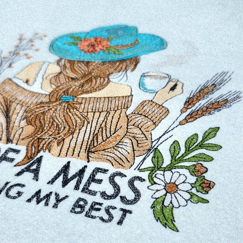Bit of A Mess but Doing My Best Quote Machine Embroidery Design Funny ...