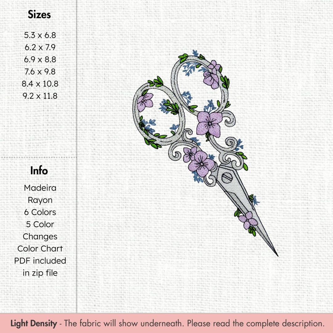 Floral Scissor Embroidery Design Sewing Scissors Machine Embroidery ...