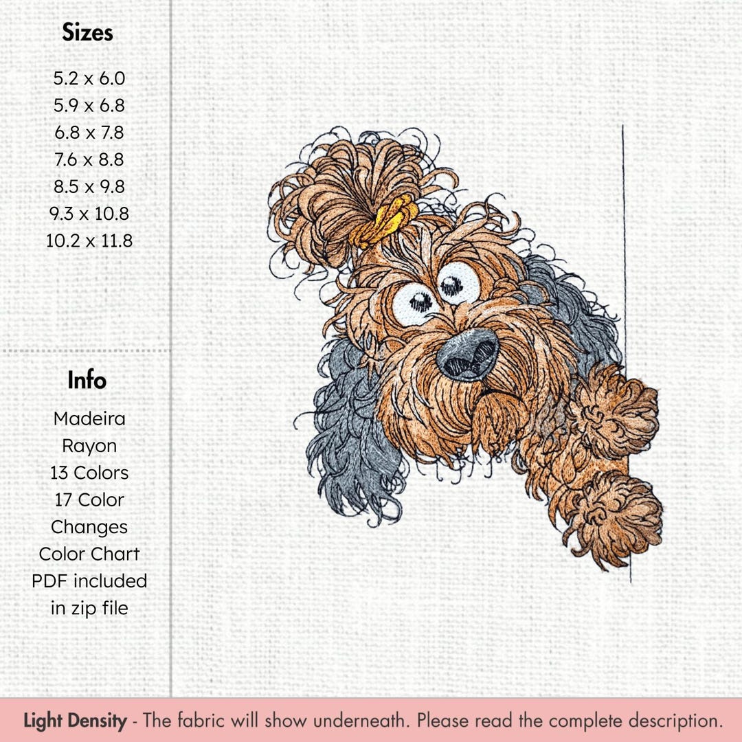 Peeking Doodle Dog Machine Embroidery Design Goldendoodle Embroidery ...