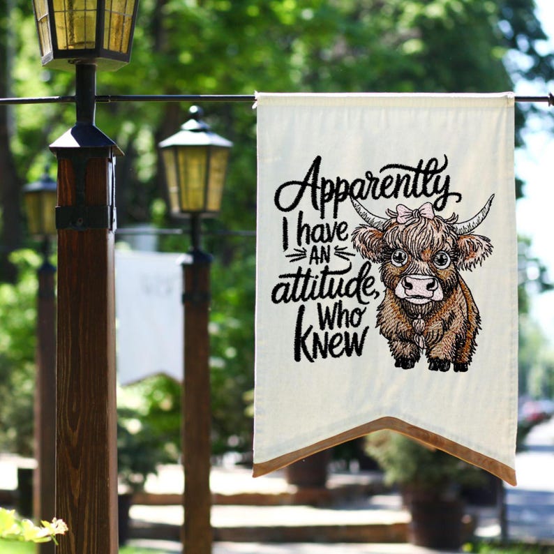 Highland Cow Embroidery Design Funny Cow With Bow Funny Farm Quote ...