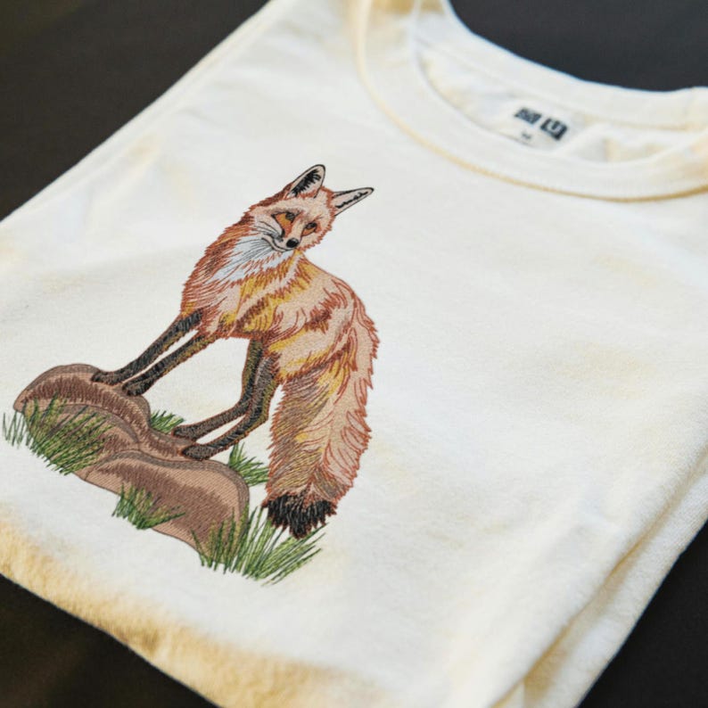 Fox on Rock Machine Embroidery Design Woodland Animal Embroidery ...