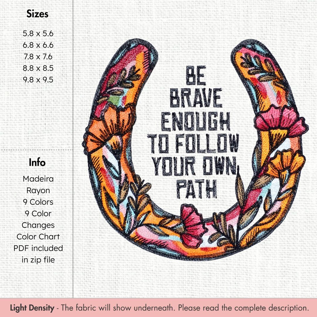 Be Brave Enough Quote Embroidery Design Horseshoe Machine Embroidery ...