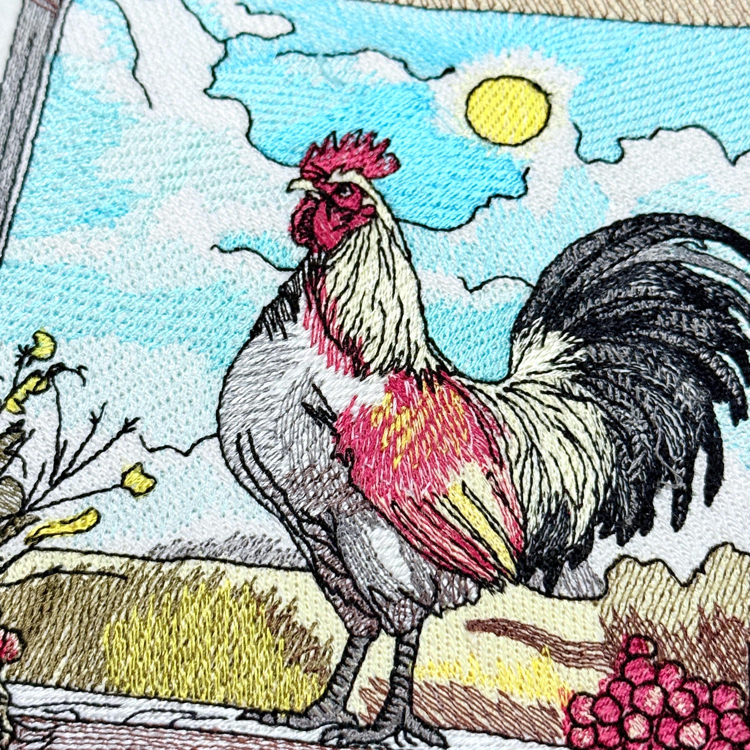 Rooster Machine Embroidery Design Farm Animal Pattern Barnyard Chicken ...