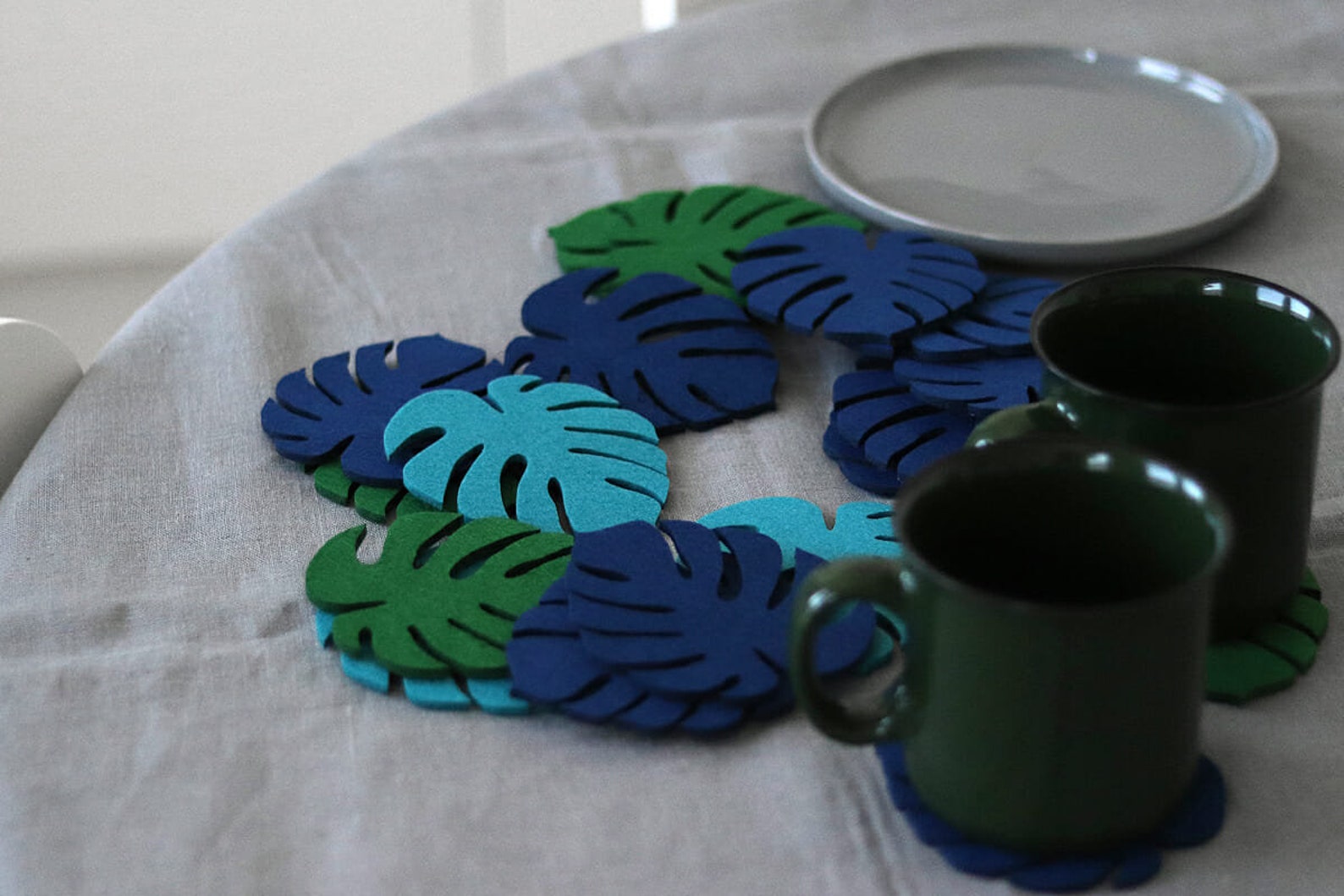 Felt Coaster Floral Coaster Felt Coasters Tropical Leaf | Etsy