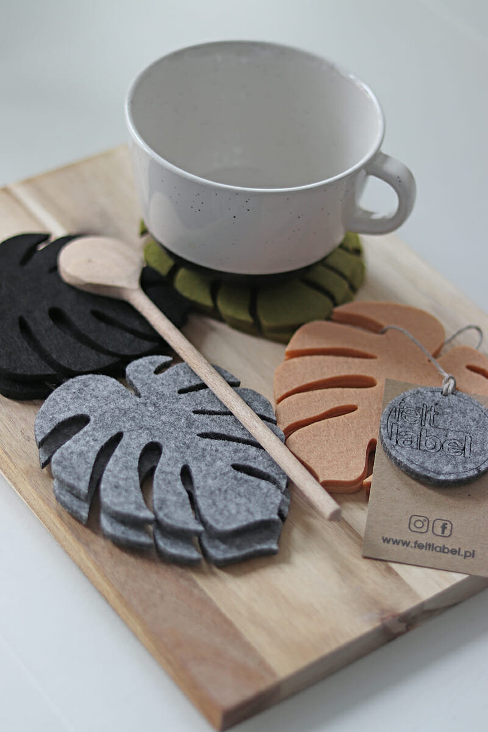 Felt Coaster Floral Coaster Felt Coasters Tropical Leaf | Etsy