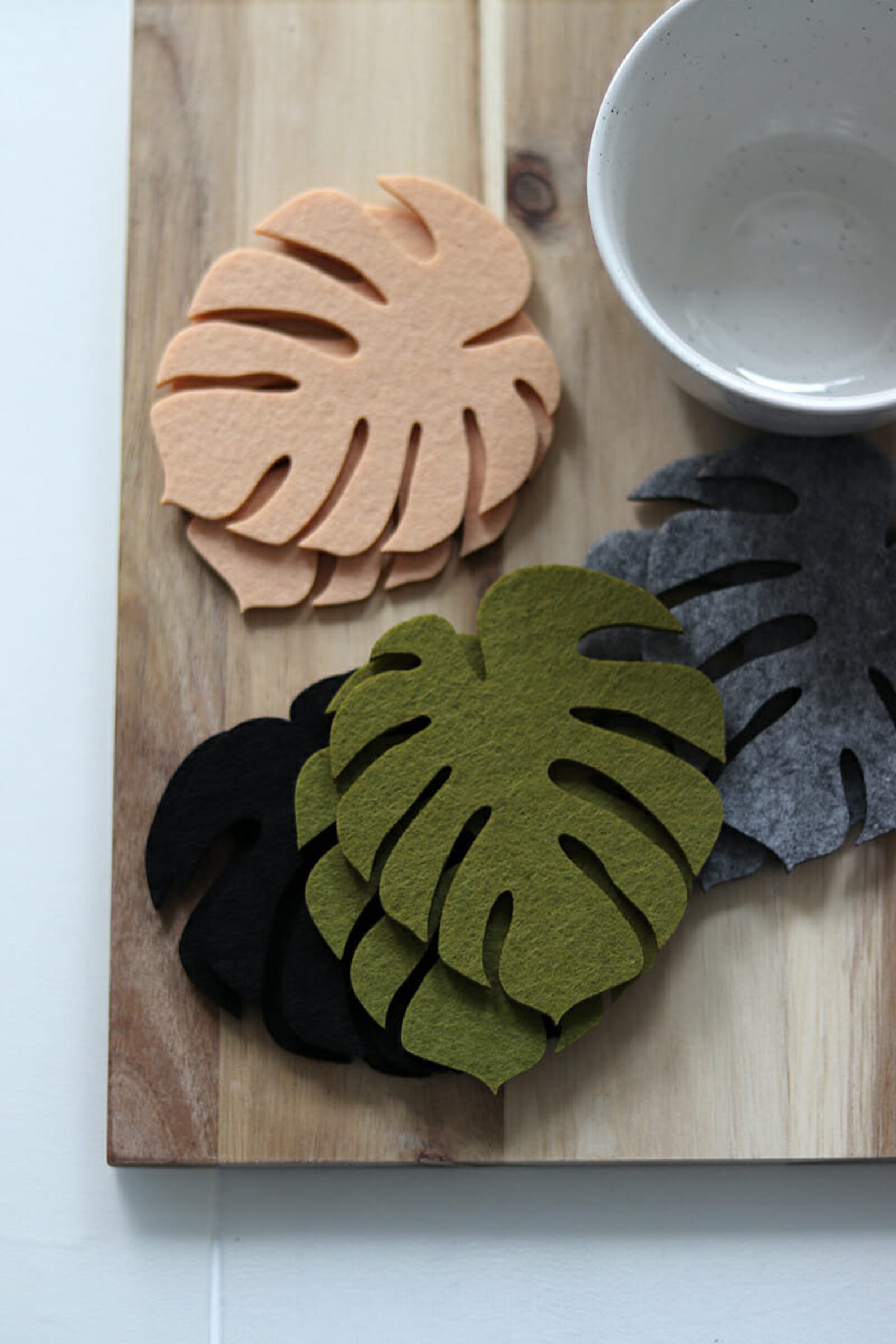 Felt Coaster Floral Coaster Felt Coasters Tropical Leaf | Etsy