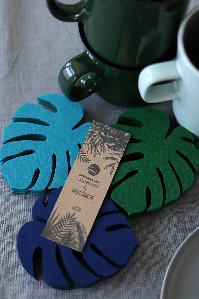 Felt Coaster Floral Coaster Felt Coasters Tropical Leaf | Etsy