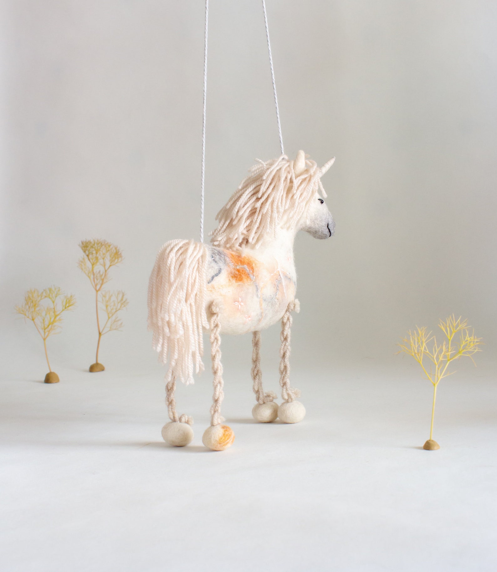 Unicorn Felicity - Felt Toy, Felted White Horse Handmade Toy ...