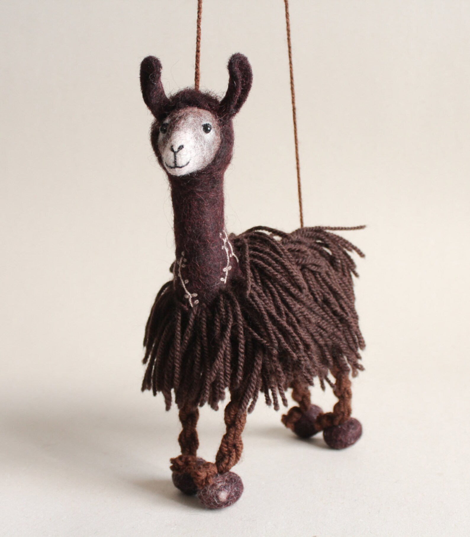Felt Llama - Darnetta, Art Marionette, Puppet, Handmade Stuffed Toy ...