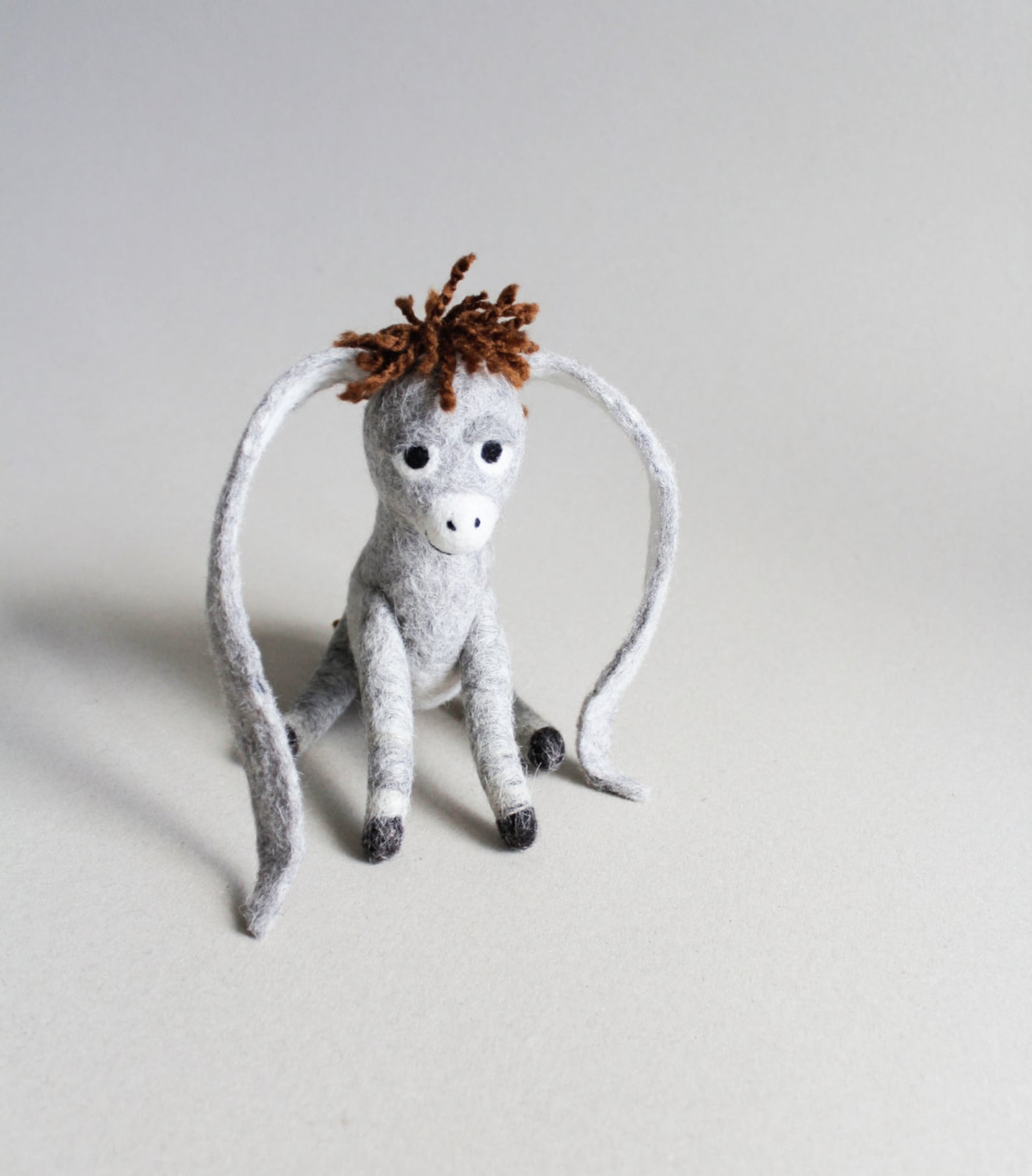 Nestor - the Long-eared Christmas Donkey. Art Toy. Standing Felted ...