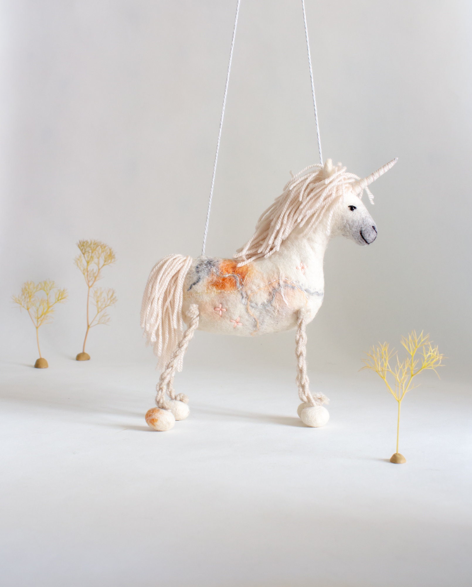 Unicorn Felicity - Felt Toy, Felted White Horse Handmade Toy ...
