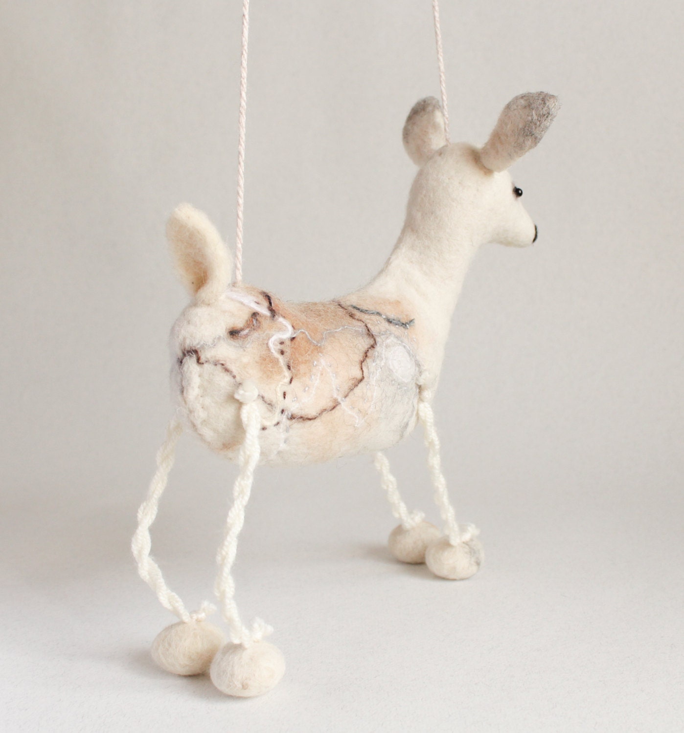 Organic Toy Ingberta White Doe Art Puppet Marionette | Etsy