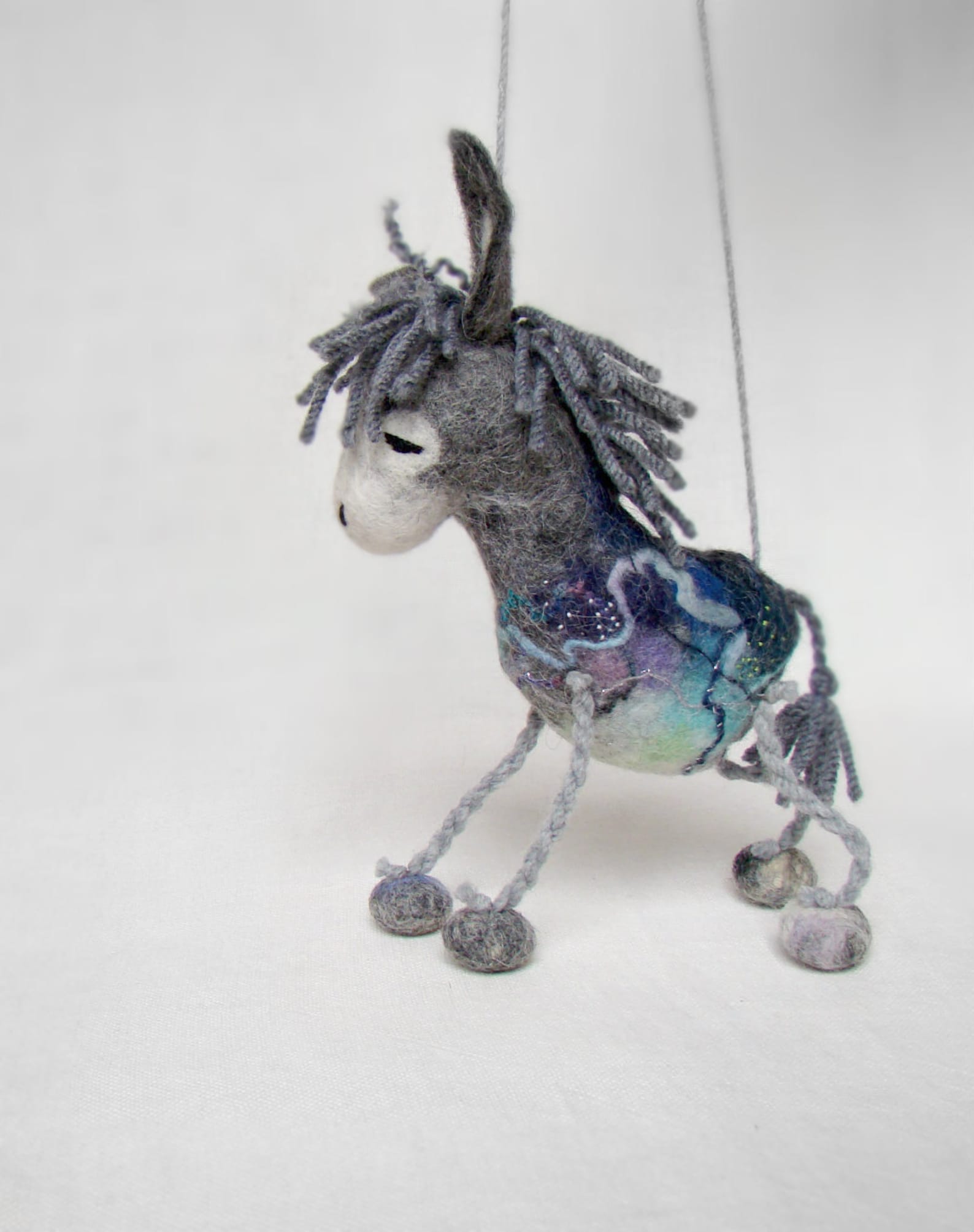 Felt Donkey Henry. Art toy Animal Marionette Handmade Puppet | Etsy