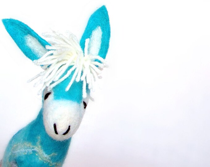 Blue Benedetto - Felt Donkey. Art Marionette Handmade Puppet Stuffed ...