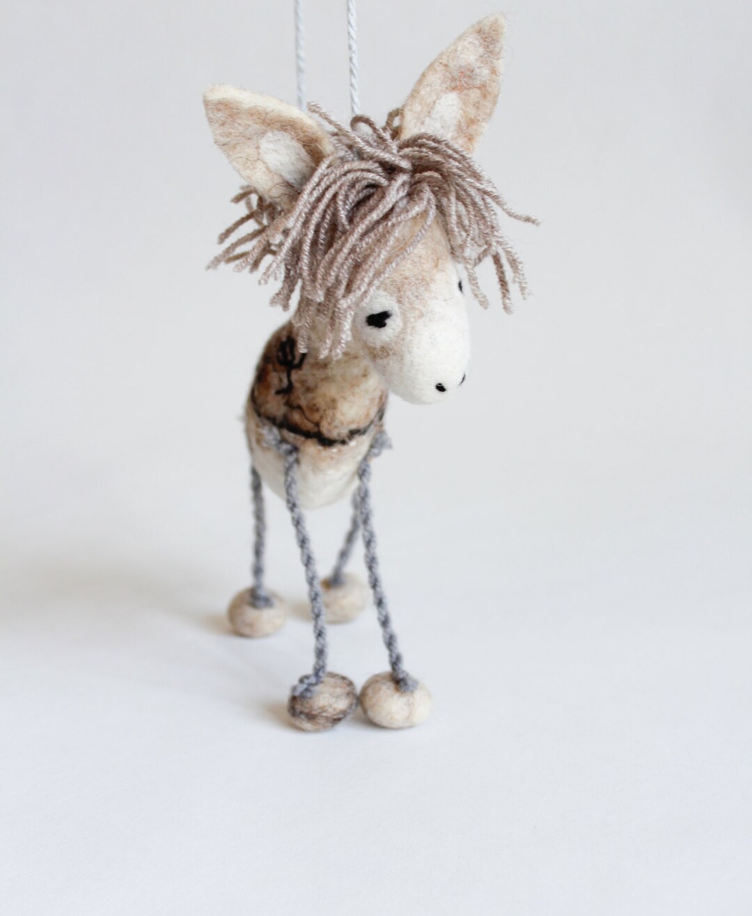 Greyson - 100% Organic Toy, Small Felt Donkey, Felt Toy, Undyed Wool ...
